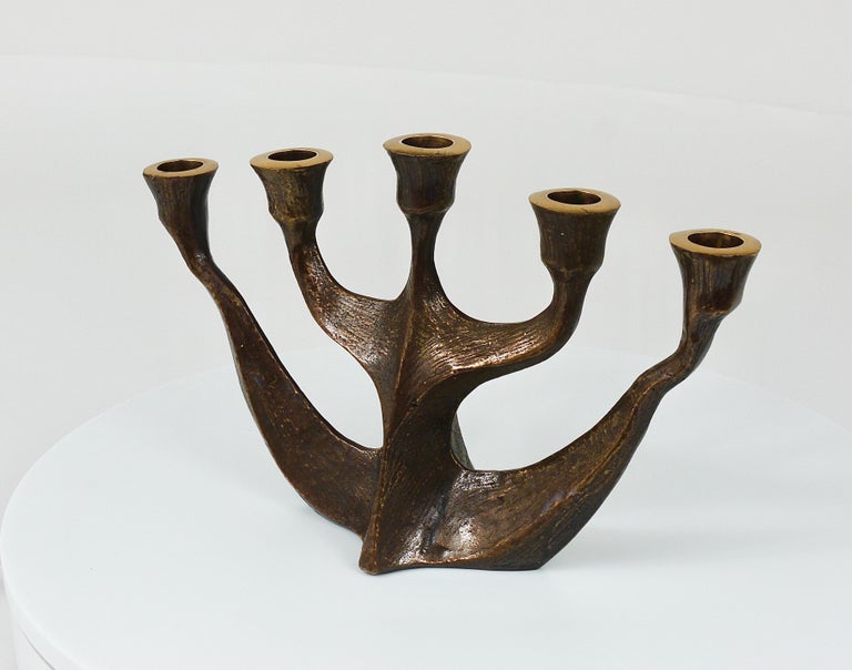 Up to Two Midcentury Brutalist Bronze Candleholders by Michael Harjes ...