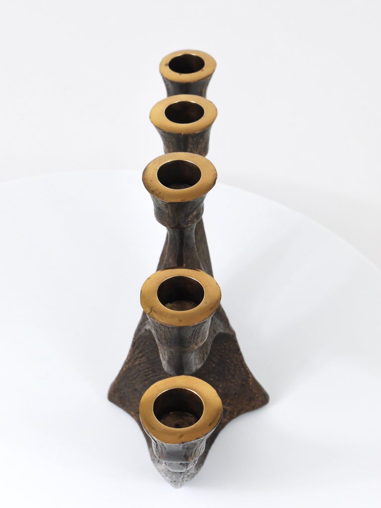 Up to Two Midcentury Brutalist Bronze Candleholders by Michael Harjes ...