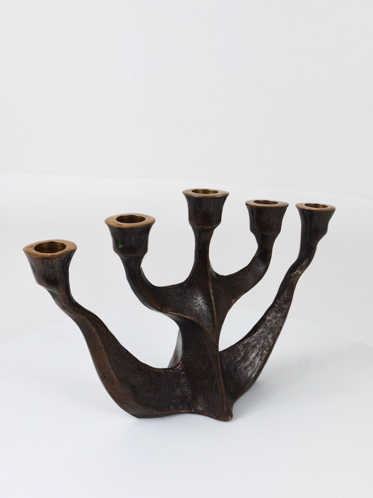 Up to Two Midcentury Brutalist Bronze Candleholders by Michael Harjes ...
