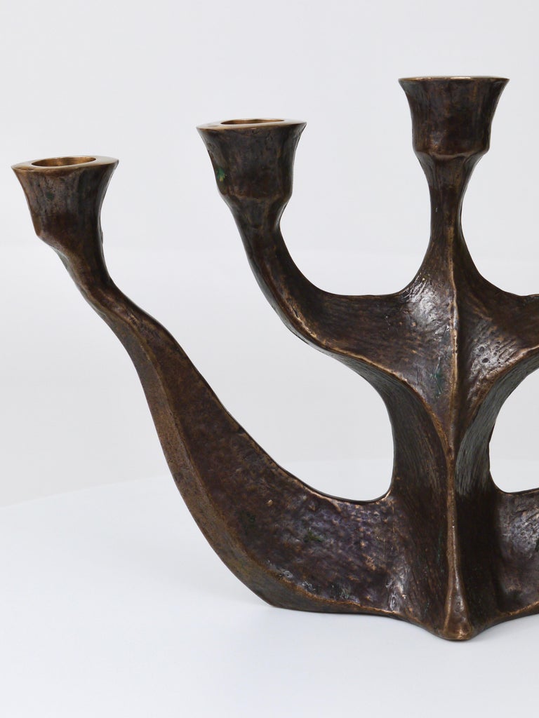Up to Two Midcentury Brutalist Bronze Candleholders by Michael Harjes ...