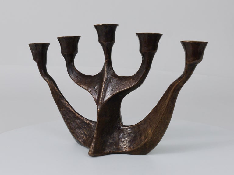 Up to Two Midcentury Brutalist Bronze Candleholders by Michael Harjes ...