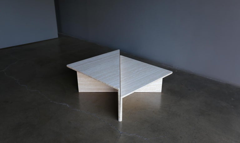 Up and Up Tiered Two-Piece Travertine Coffee Table, circa 1978 For Sale ...