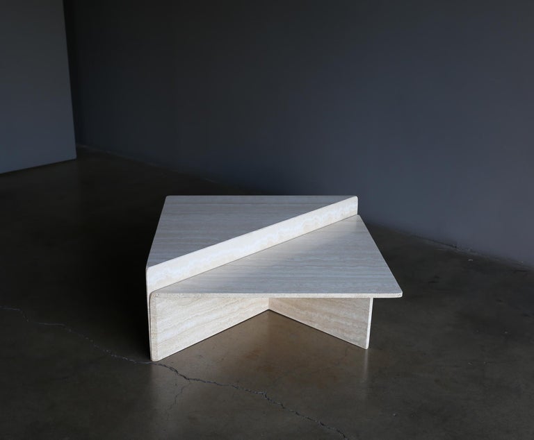 Up and Up Tiered Two-Piece Travertine Coffee Table, circa 1978 For Sale ...