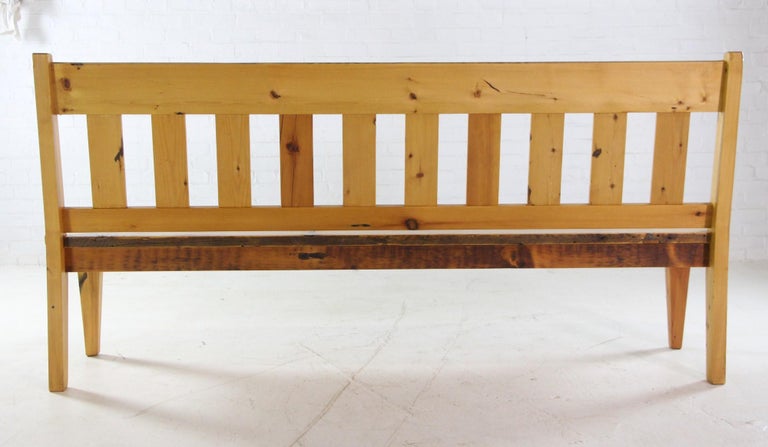 Upcycled Pine Slatted Bench w Natural Stain Clear Finish For Sale at ...