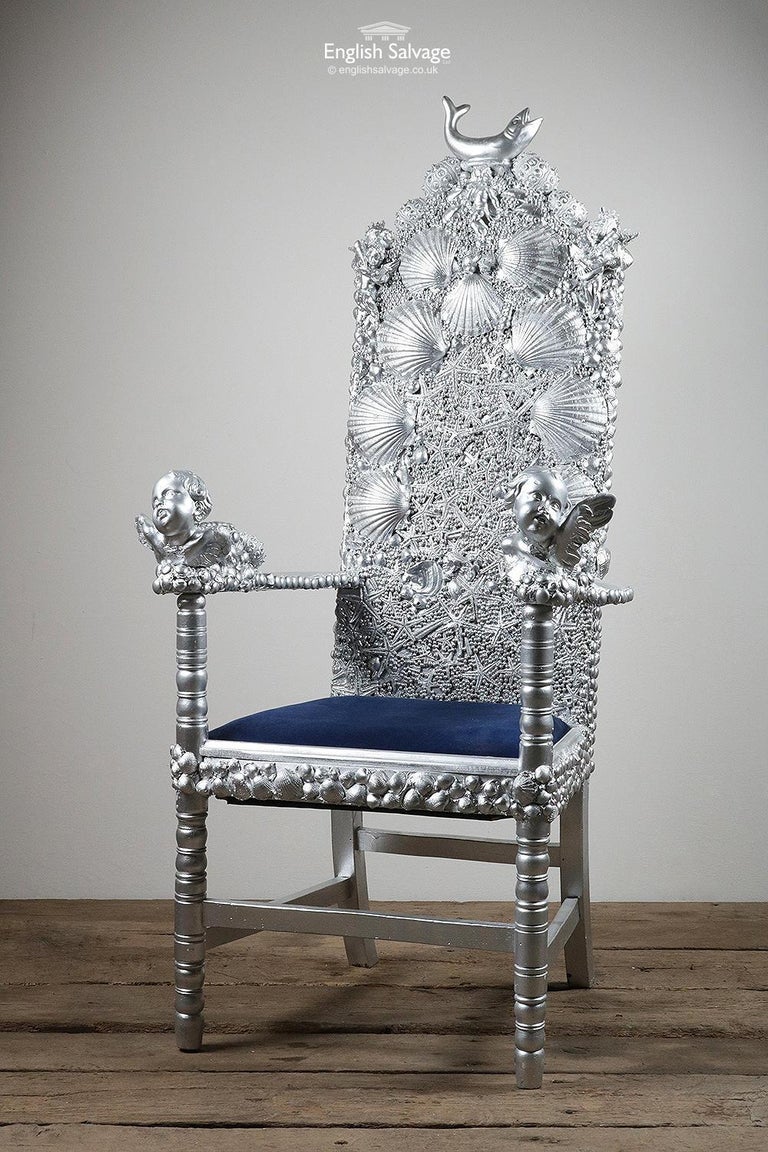 Upcycled Silver Shell Throne Chair, 20th Century For Sale at 1stDibs