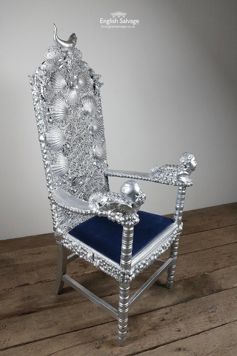 Upcycled Silver Shell Throne Chair, 20th Century For Sale at 1stDibs