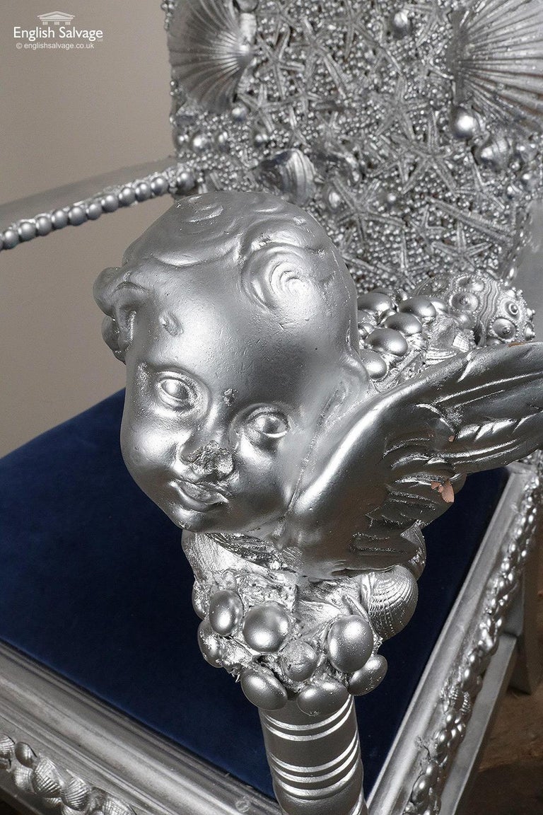 Upcycled Silver Shell Throne Chair, 20th Century For Sale at 1stDibs