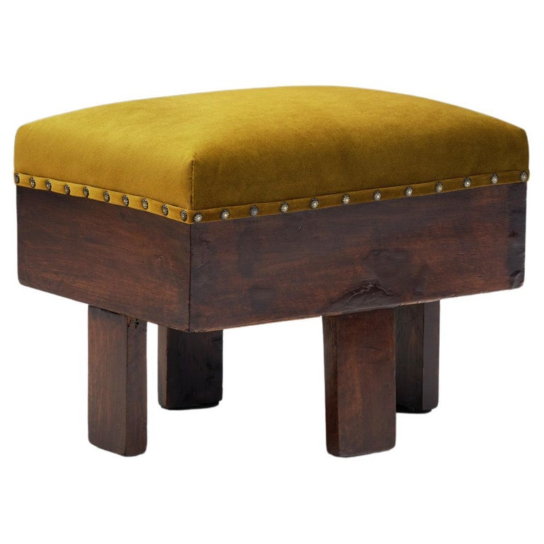 Upholstered Art Deco Stool, Europe, circa 1930s For Sale at 1stDibs