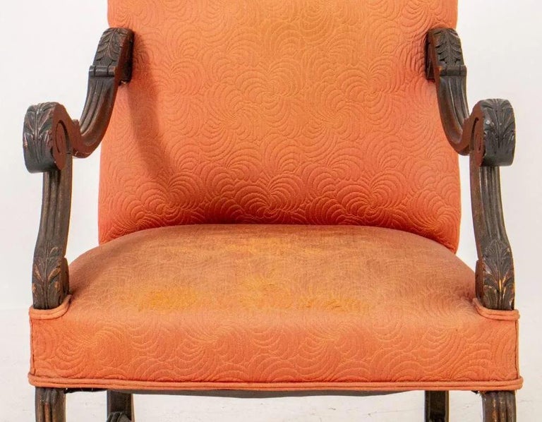 Upholstered Baroque Walnut Arm Chair For Sale at 1stDibs