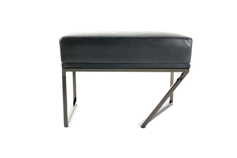 Upholstered Bench Black Nickel Plated For Sale at 1stDibs