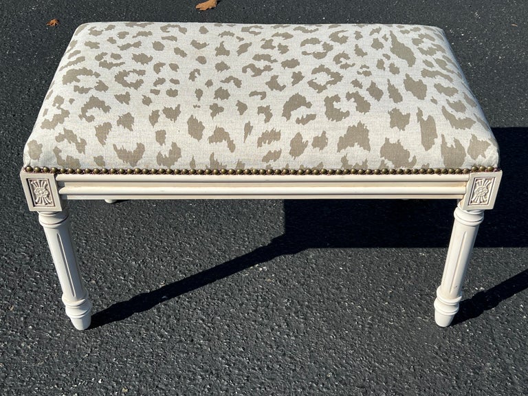 Upholstered Bench with Animal Print For Sale at 1stDibs