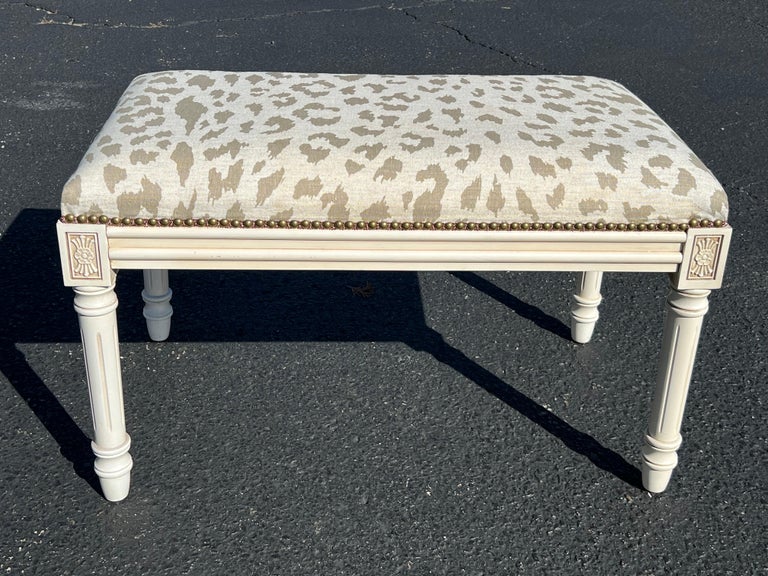 Upholstered Bench with Animal Print For Sale at 1stDibs