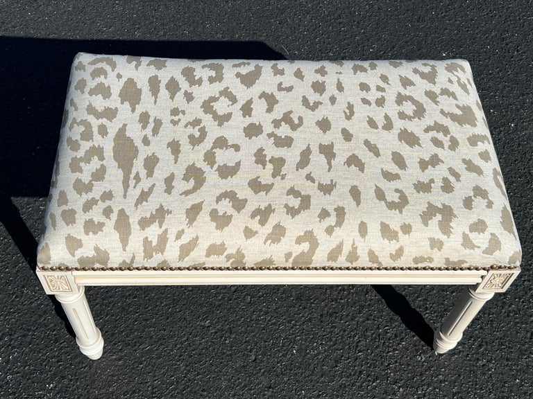 Upholstered Bench with Animal Print For Sale at 1stDibs