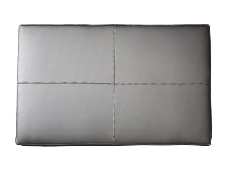 Upholstered Cocktail Coffee Table, Metallic Leatherette, Ottoman, Faux ...