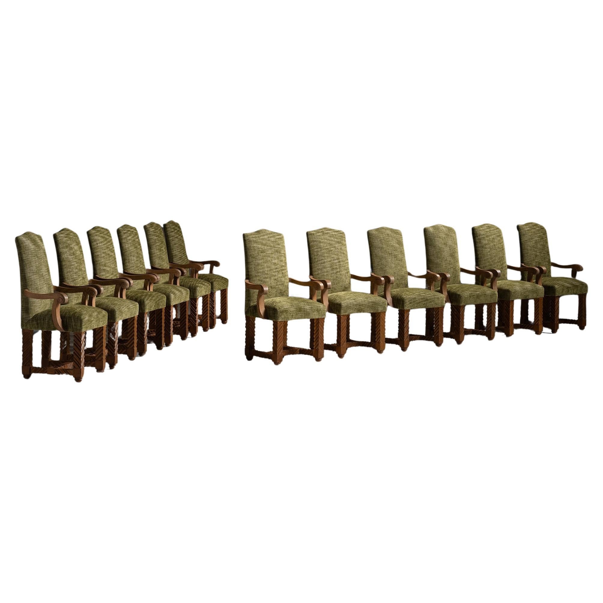 Upholstered Dining Chairs, France circa 1940 at 1stDibs
