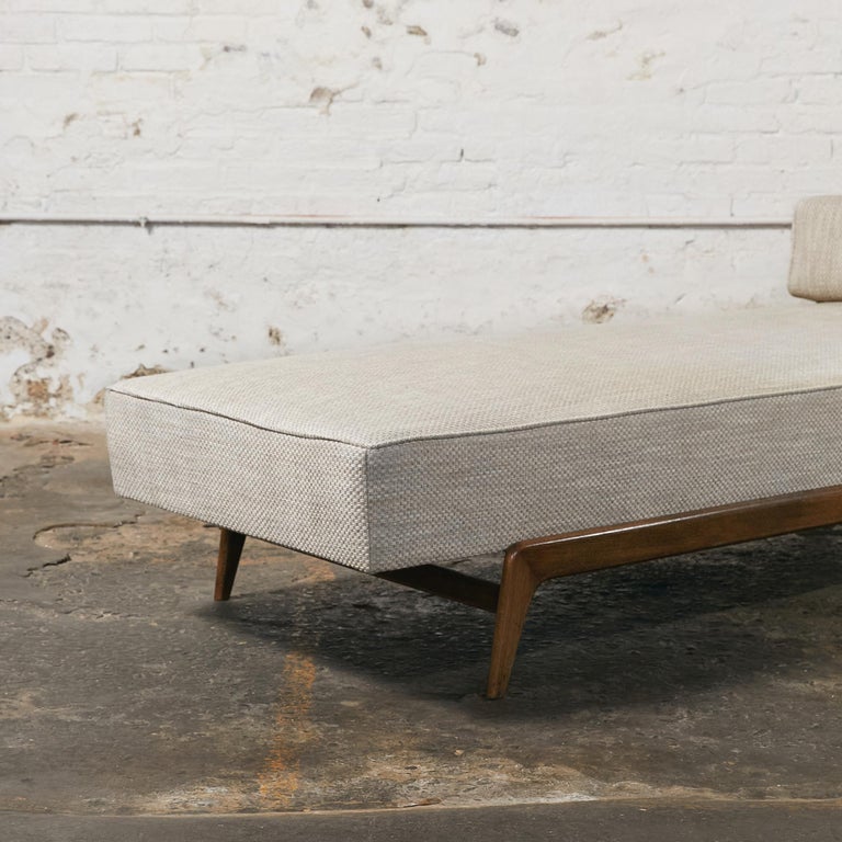 Upholstered French Daybed with Walnut Base at 1stDibs