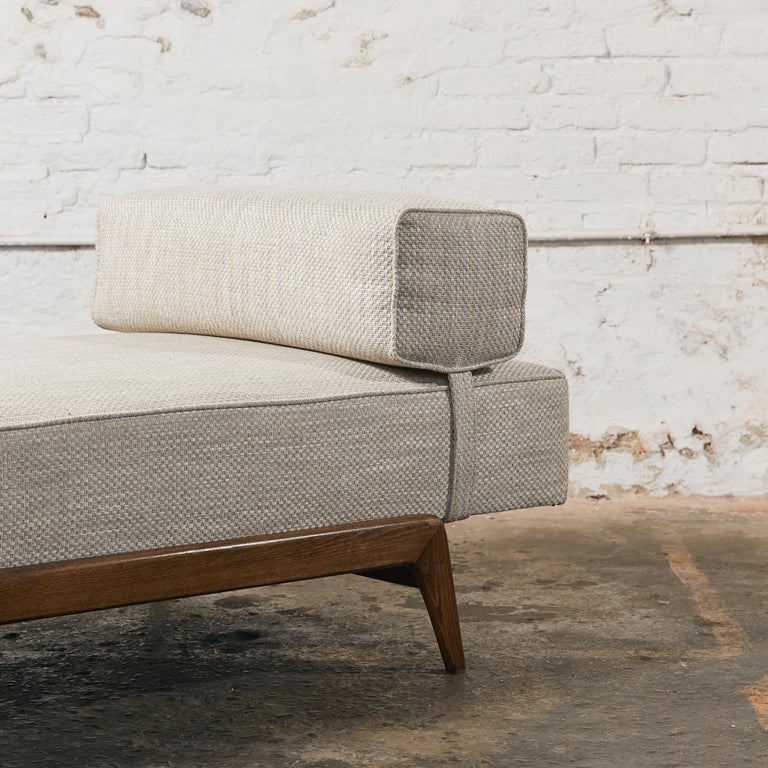 Upholstered French Daybed with Walnut Base at 1stDibs