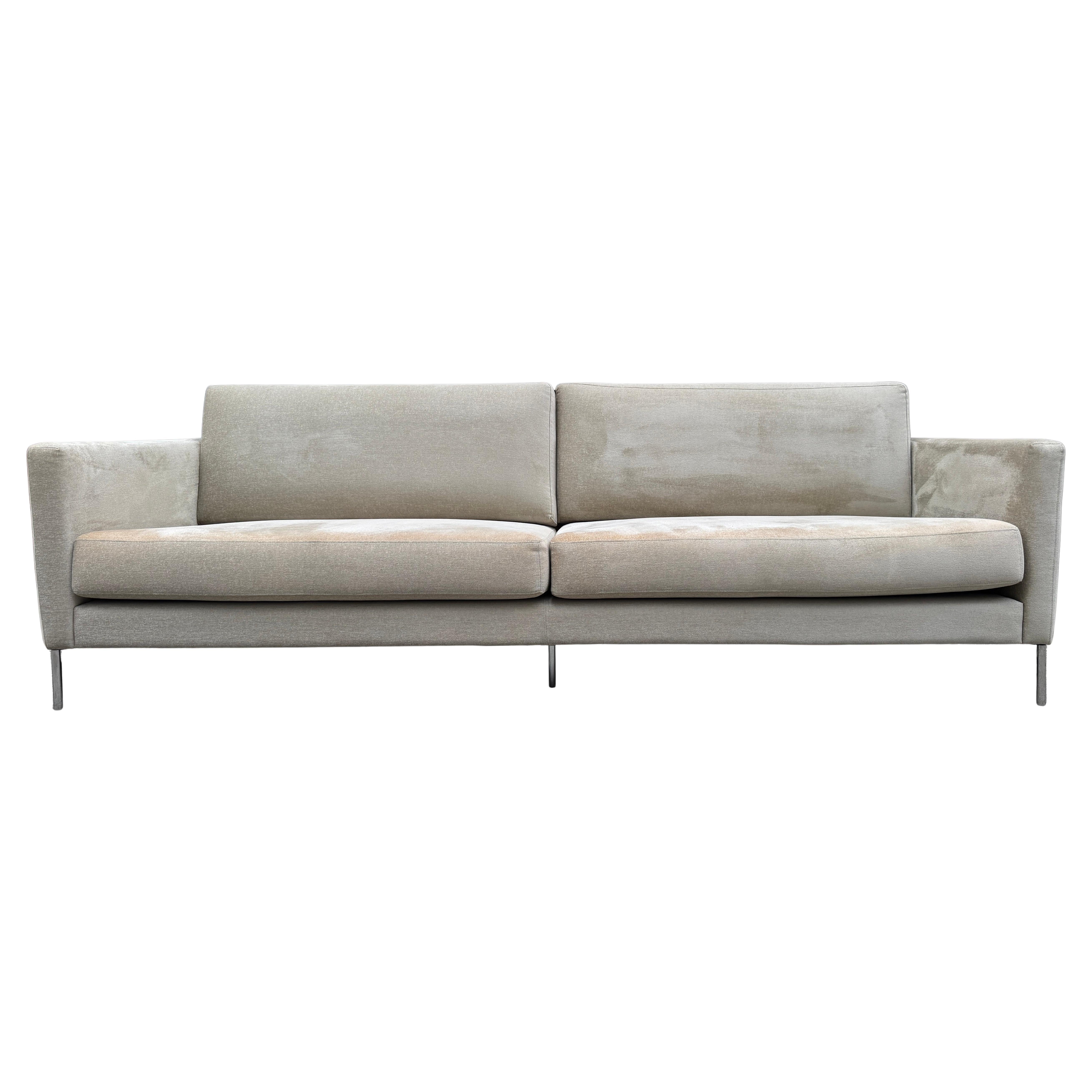 Upholstered Knoll Sofa with Chrome Legs For Sale at 1stDibs