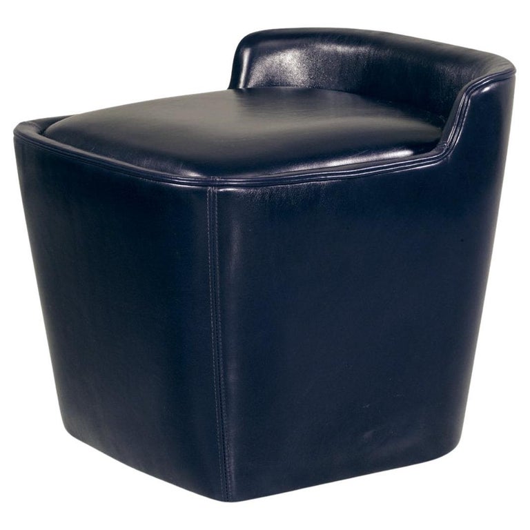 Upholstered , Leather, Basket Ottoman For Sale at 1stDibs