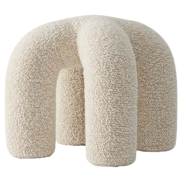 Upholstered Stitch Stool Boucle For Sale at 1stDibs