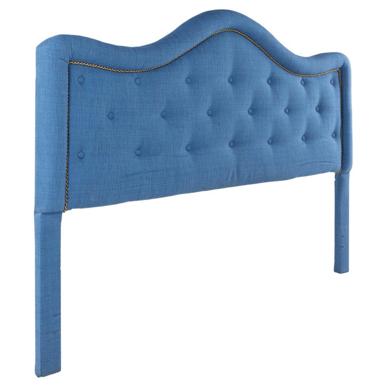 Upholstered Tufted Blue King Headboard at 1stDibs