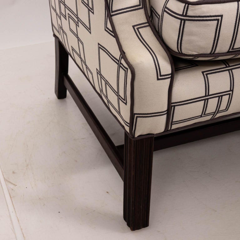 Upholstered Wingback Armchair with Contemporary Fabric For Sale at 1stDibs