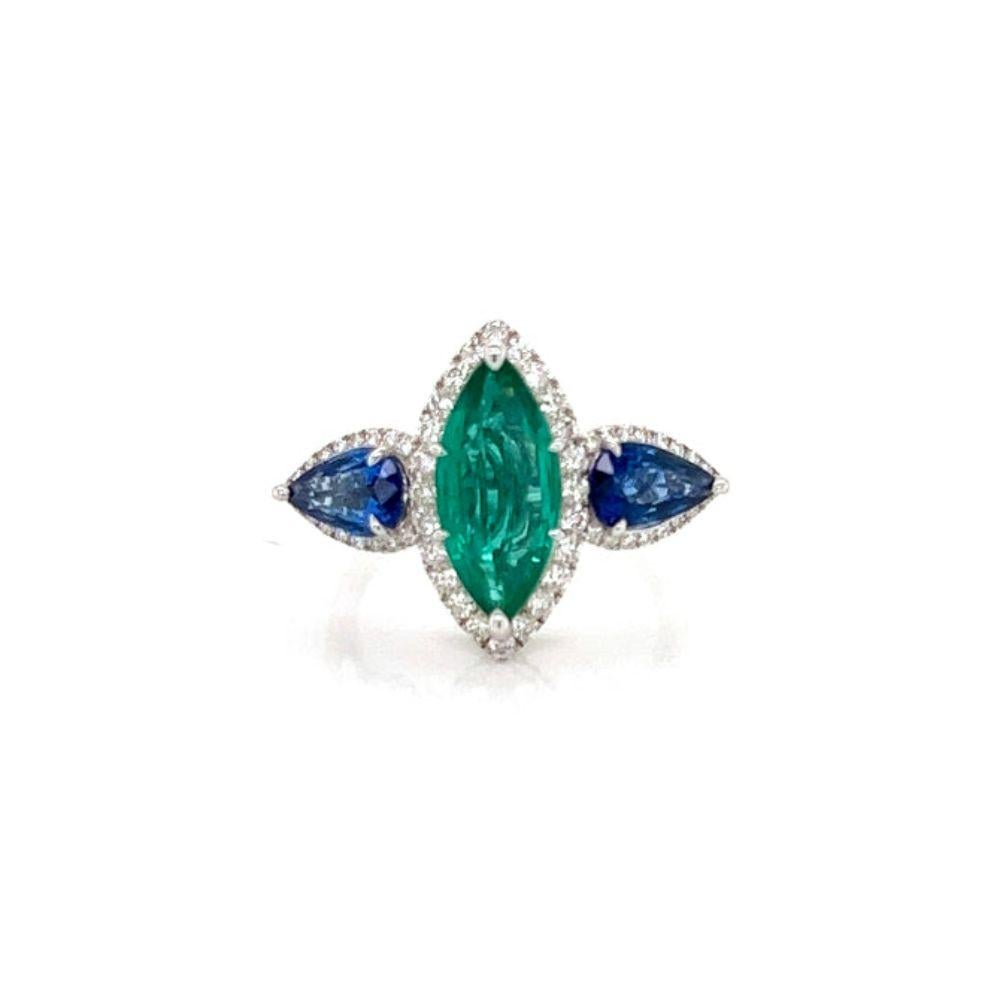 Upper Crust Emerald, Sapphire and Diamond Ring at 1stDibs | bl-a15ct ...
