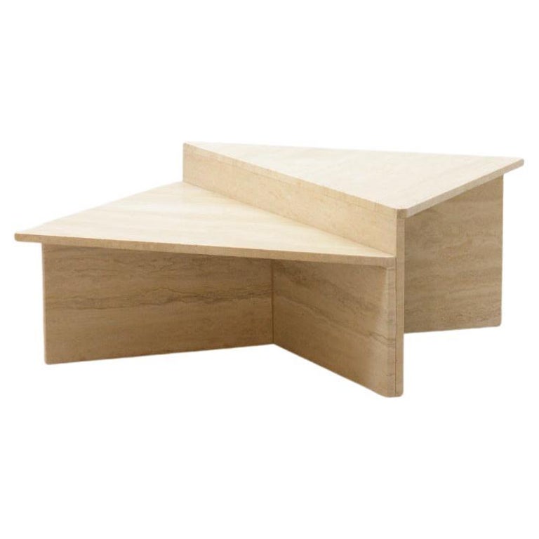 Up&Up Triangle Travertine Coffee Table, Italy 70s at 1stDibs