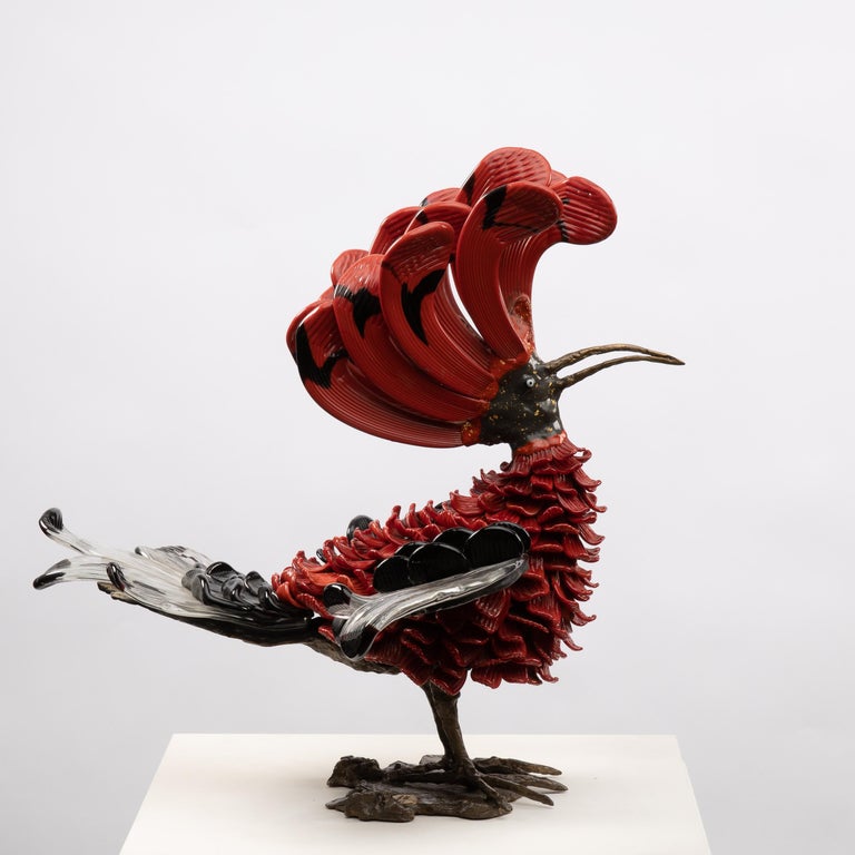 Upupa, Murano Glass Sculpture on Bronze Feet, Toni Zuccheri, Venini For ...