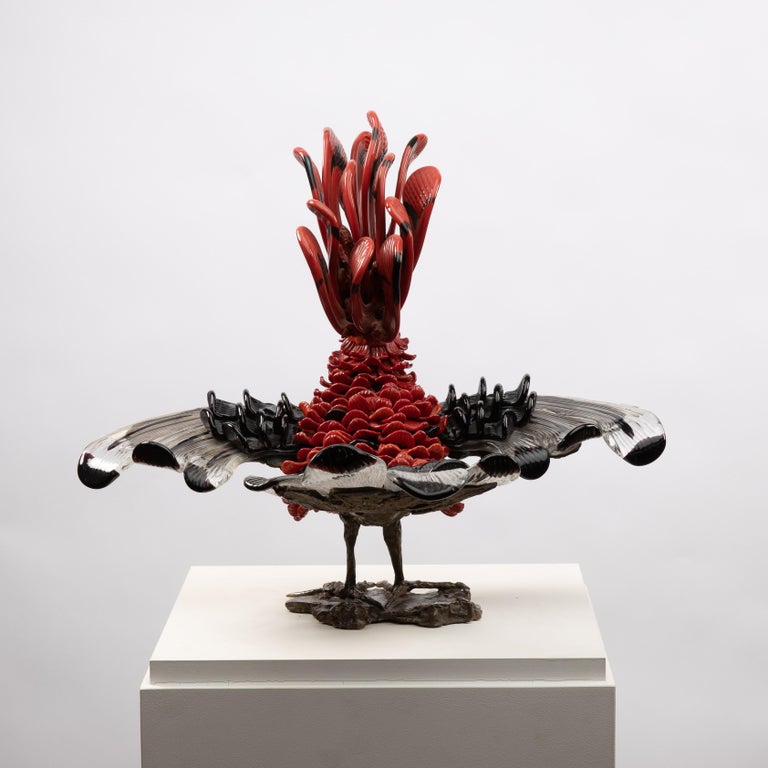 Upupa, Murano Glass Sculpture on Bronze Feet, Toni Zuccheri, Venini For ...