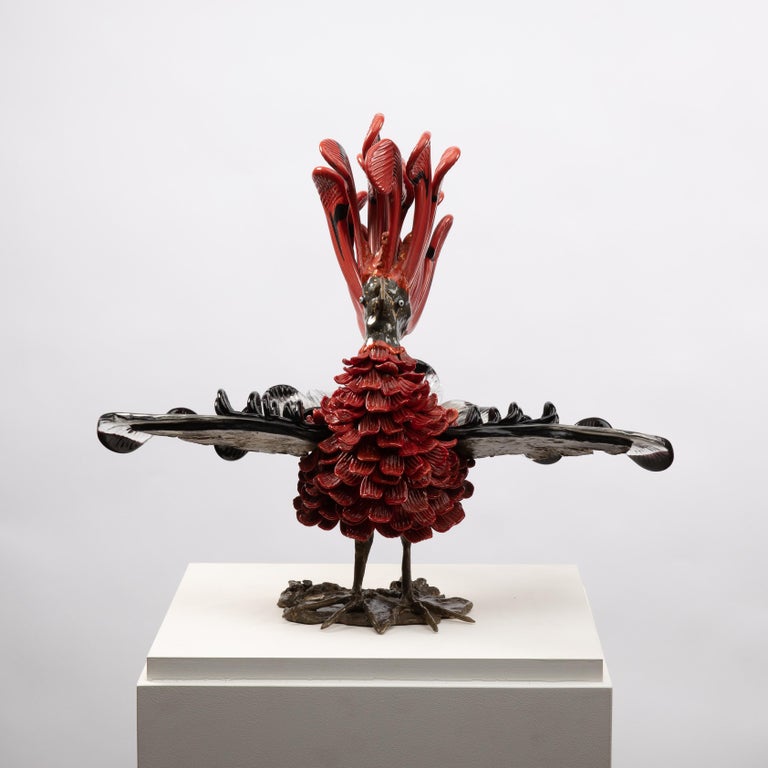 Upupa, Murano Glass Sculpture on Bronze Feet, Toni Zuccheri, Venini For ...