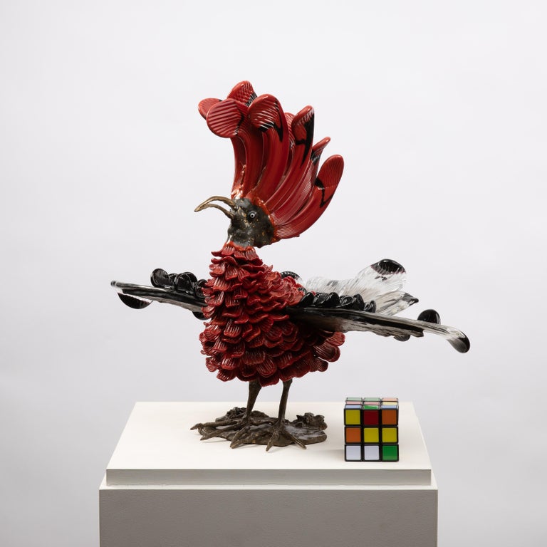 Upupa, Murano Glass Sculpture on Bronze Feet, Toni Zuccheri, Venini For ...