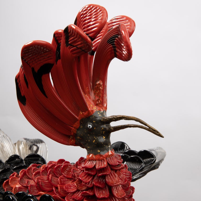 Upupa, Murano Glass Sculpture on Bronze Feet, Toni Zuccheri, Venini For ...