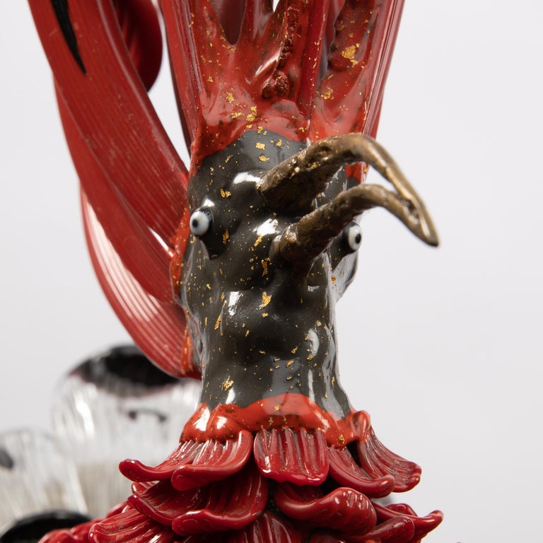 Upupa, Murano Glass Sculpture on Bronze Feet, Toni Zuccheri, Venini For ...