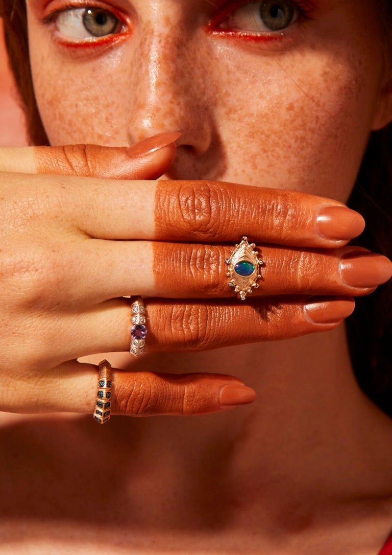 Uraeus Amethyst Ring in Rose Gold with Diamond For Sale at 1stDibs
