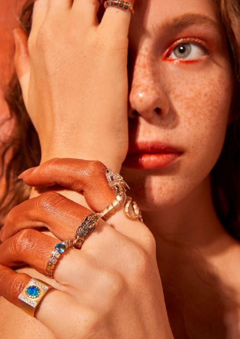 Uraeus Blue Topaz Ring in Rose Gold with Diamond For Sale at 1stDibs
