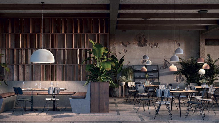 Urban Concrete 25 Suspension in White with Soft Gray Diffuser by Diesel ...