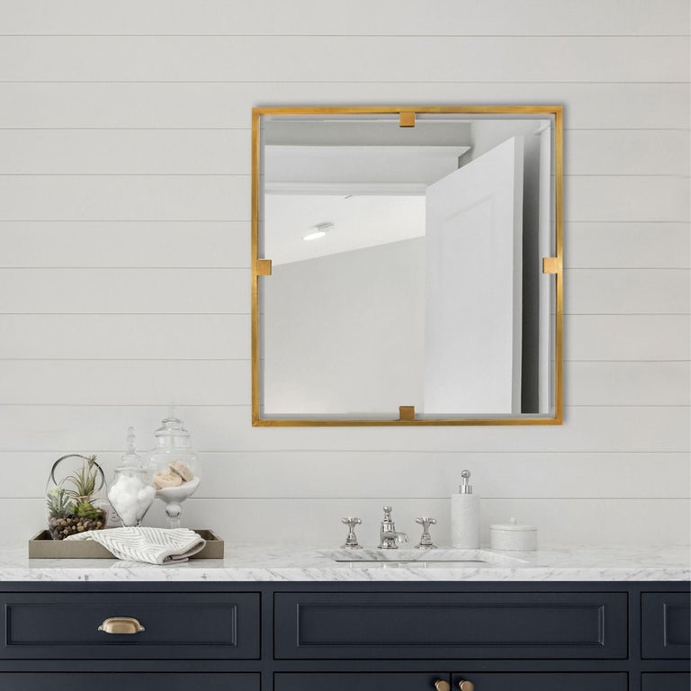 Urban brass square mirror For Sale at 1stDibs