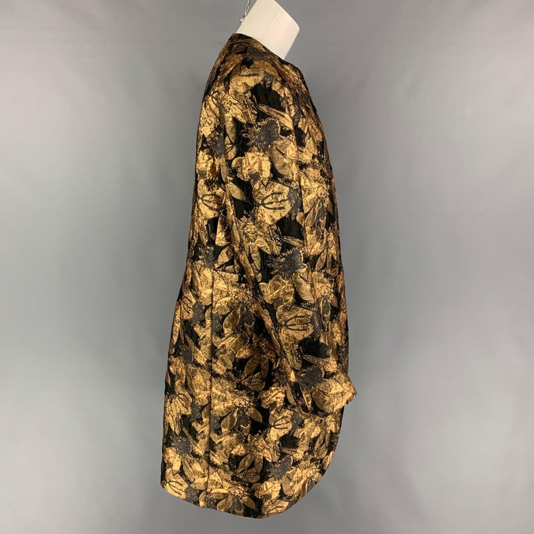 URBAN ZEN Size XS Gold Black Jacquard Metallic Collarless Coat For Sale ...