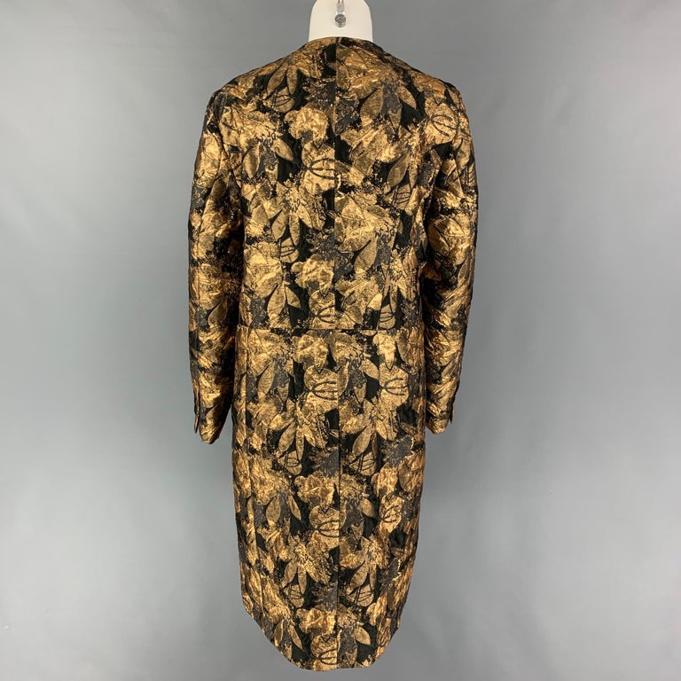 URBAN ZEN Size XS Gold Black Jacquard Metallic Collarless Coat For Sale ...
