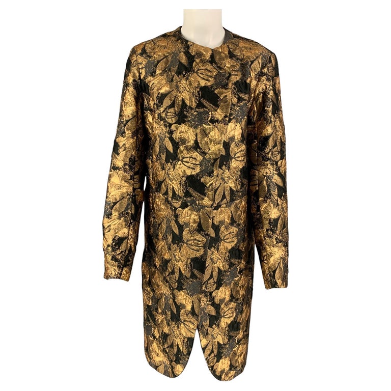 URBAN ZEN Size XS Gold Black Jacquard Metallic Collarless Coat For Sale ...