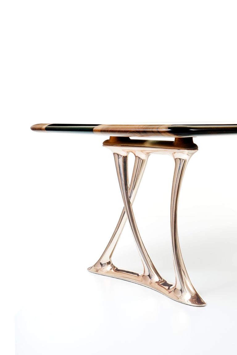 Urbane Epoxy Resin Dining Table with Sand Casted Aluminum Rose Gold ...