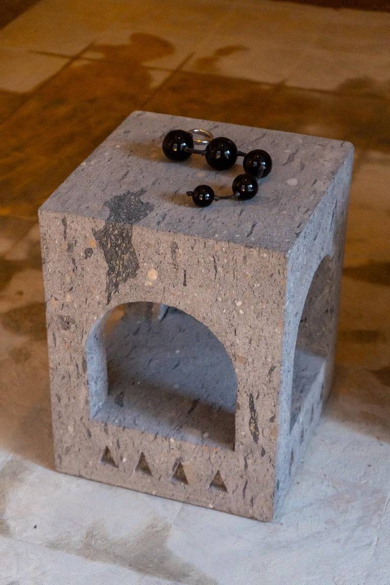 Urzúa, Black Cantera Stone, Regionalism Revival Side Table from Jalisco ...