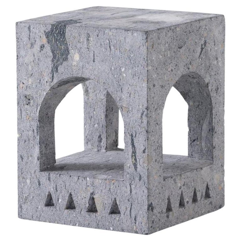 Urzúa, Black Cantera Stone, Regionalism Revival Side Table from Jalisco ...