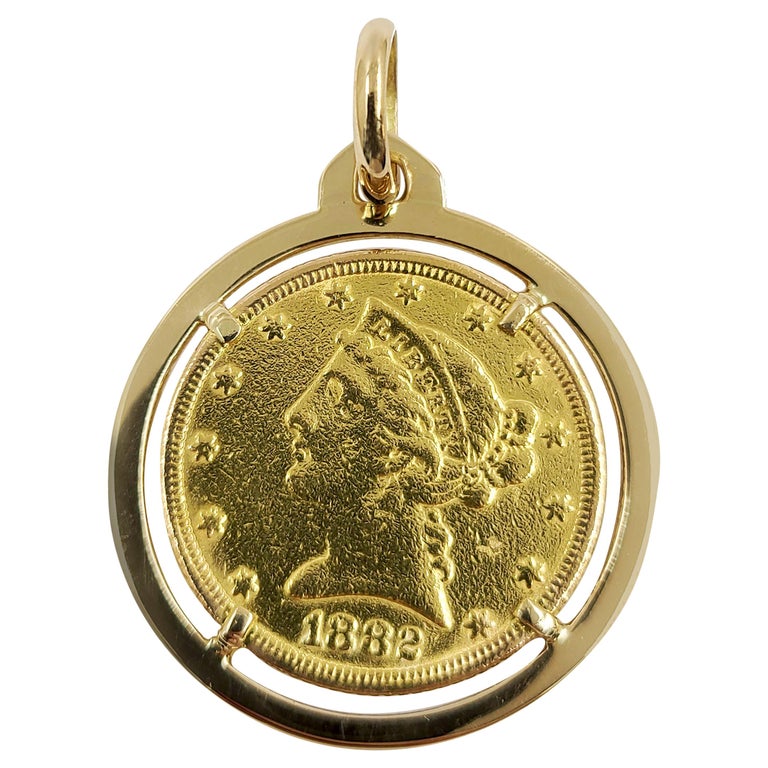 US $5 Gold Coin Pendant at 1stDibs