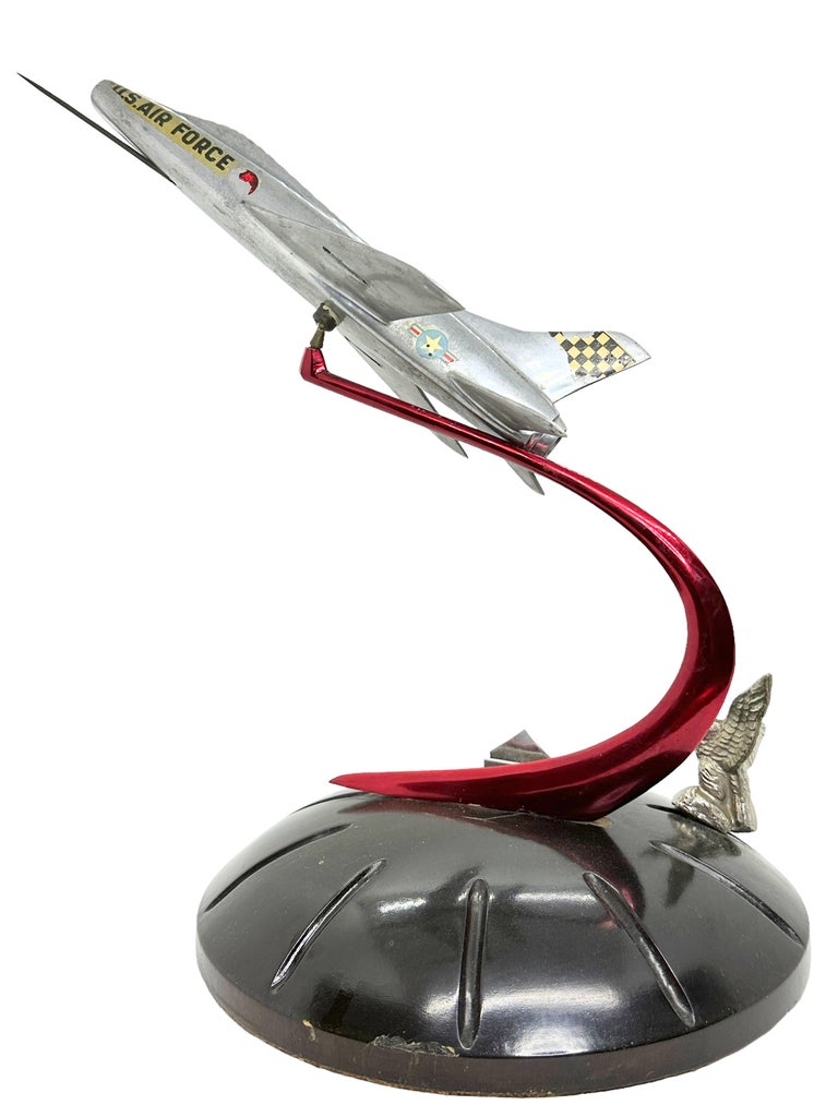 US Air Force Aluminium Aeroplane Model Wooden Base, 1970s Italy For ...