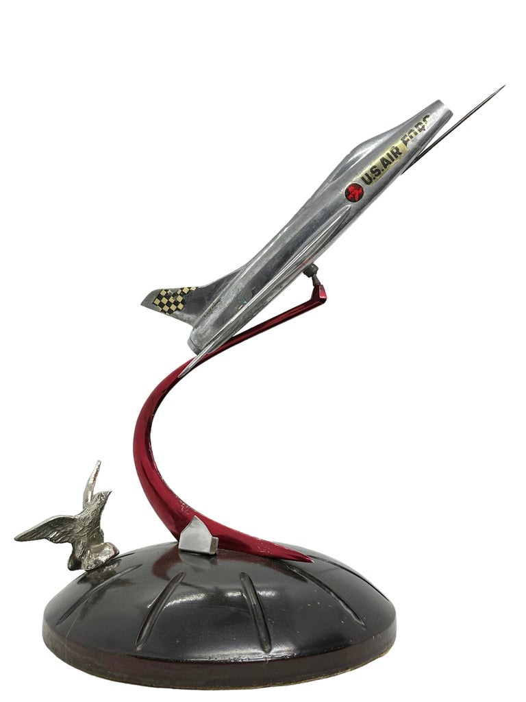 US Air Force Aluminium Aeroplane Model Wooden Base, 1970s Italy For ...