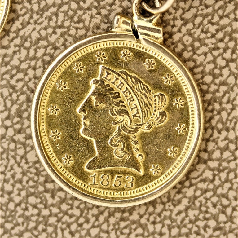 US Antique Gold Coin Charm Bracelet at 1stDibs