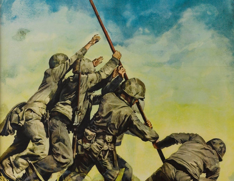 U.S. Marines Raising the Flag at Iwo Jima WWII 7th War Loan Poster ...