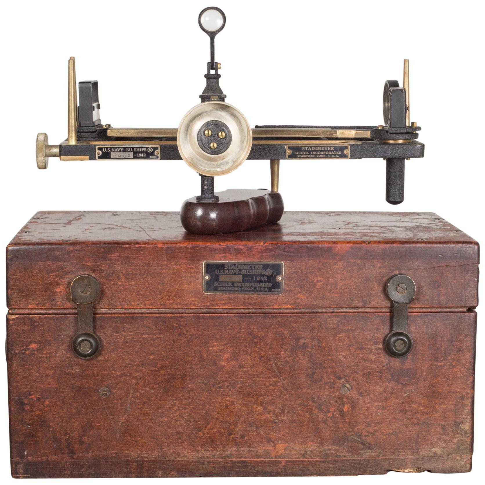 U.S. Navy Artillery Stadimeter and Mahogany Carrying Case c.1942 at 1stDibs